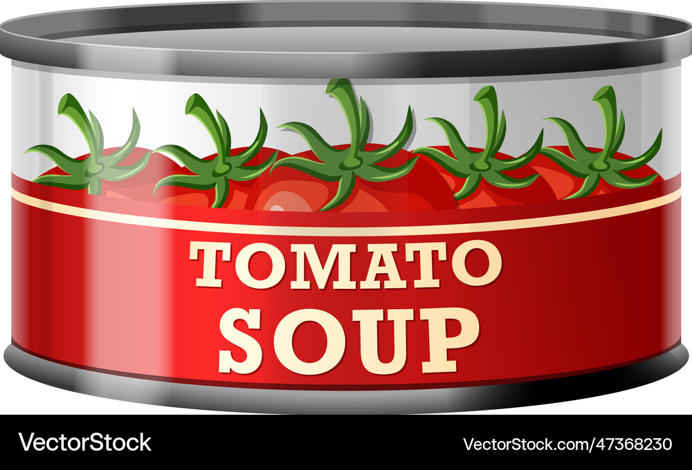 Tomato soup in food can Royalty Free Vector Image