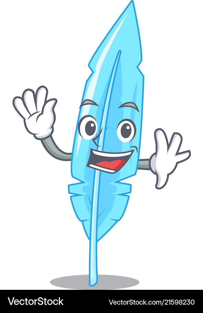 Waving cartoon feather for writing Royalty Free Vector Image