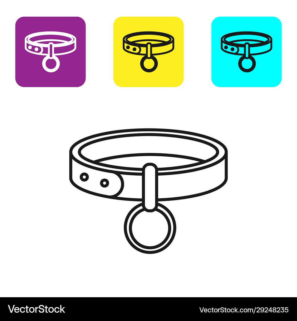 Black line collar with name tag icon isolated Vector Image
