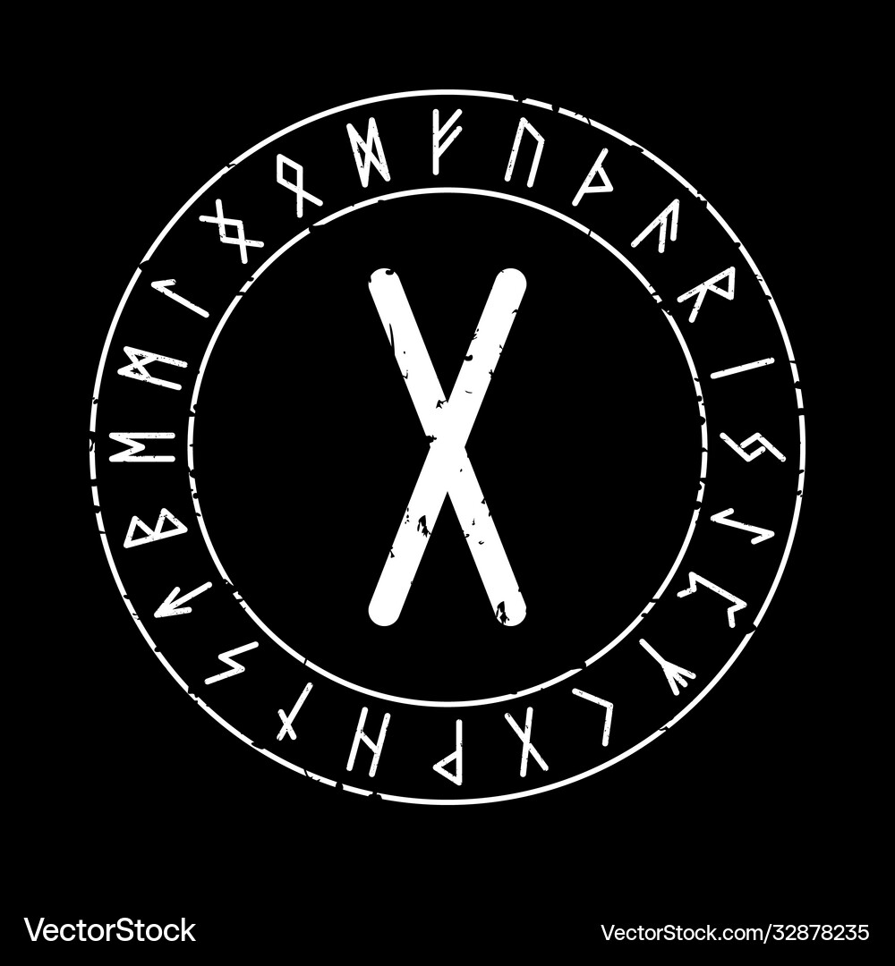 Black square background with gebo rune in magic Vector Image