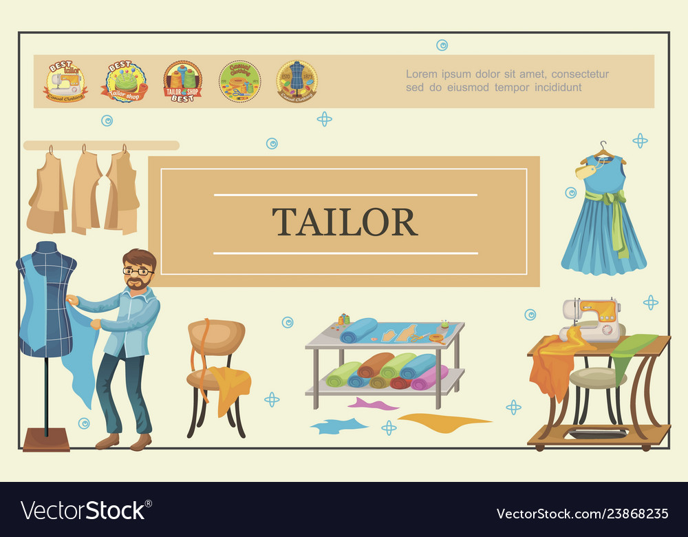 Flat tailoring template Royalty Free Vector Image