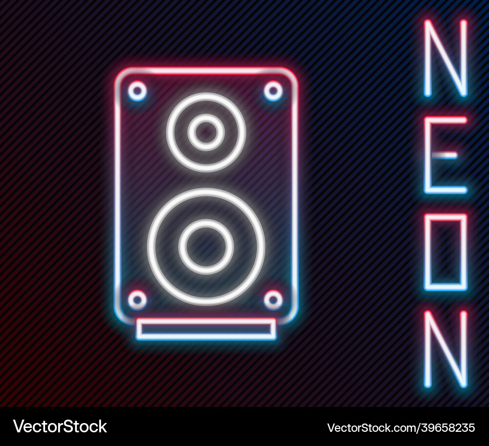Glowing Neon Line Stereo Speaker Icon Isolated Vector Image