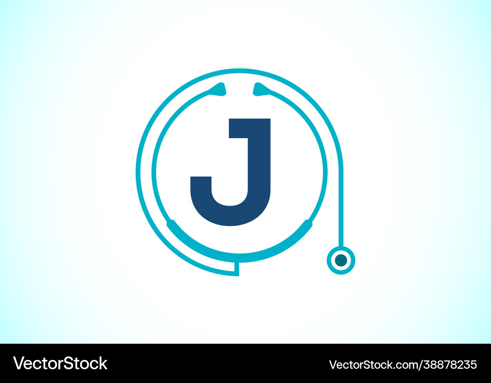 Initial j monogram alphabet with doctor Royalty Free Vector