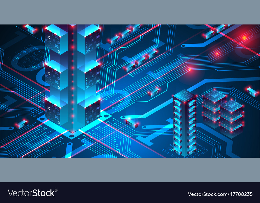 Isometric big data concept database abstract Vector Image