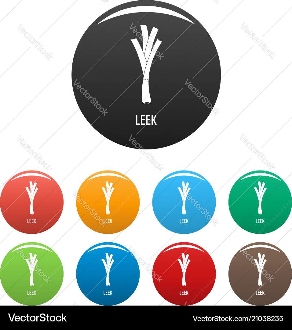 Leek icons set color Royalty Free Vector Image