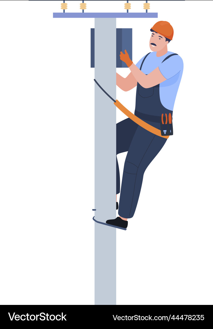 Male electrician at work checking electricity Vector Image