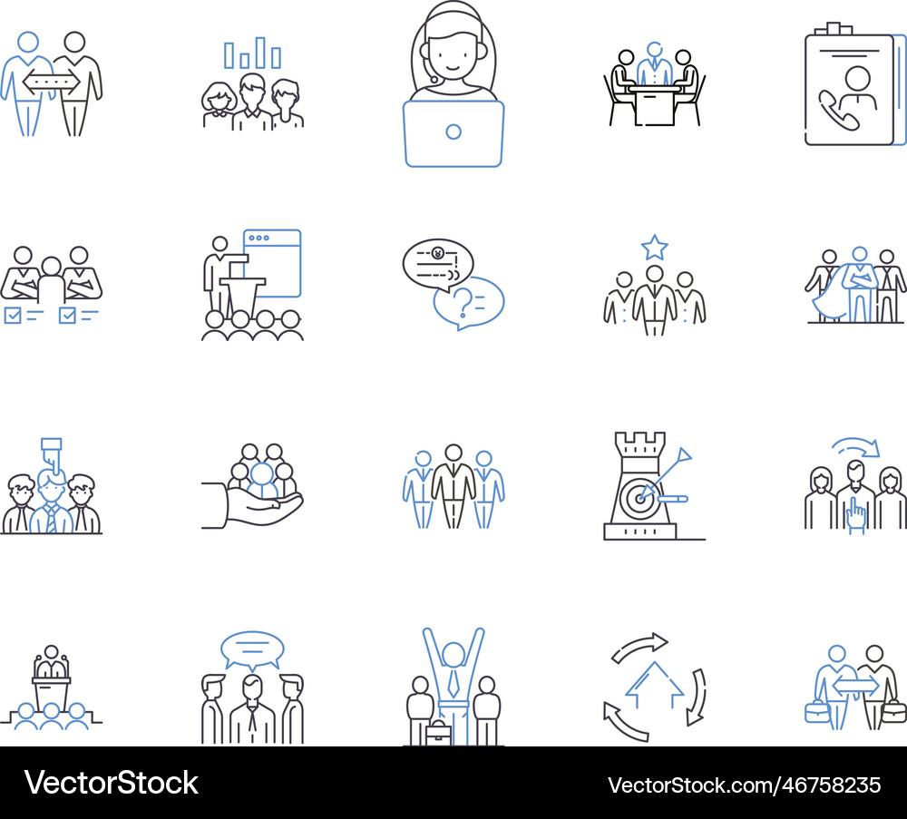 Management session outline icons collection Vector Image