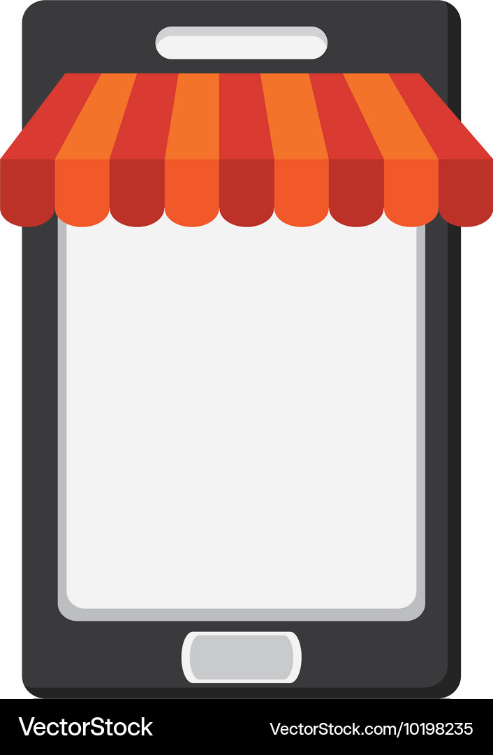 Modern cellphone with shop shade icon Royalty Free Vector