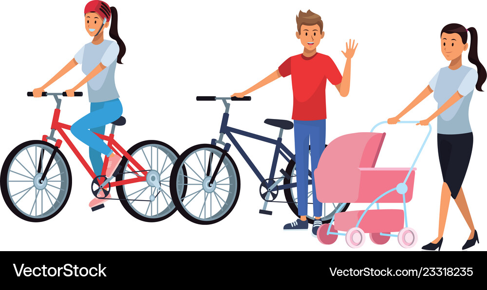 People riding bike Royalty Free Vector Image - VectorStock