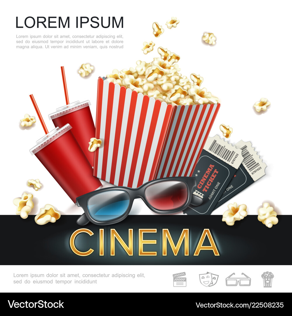Realistic cinema colorful template Royalty Free Vector Image