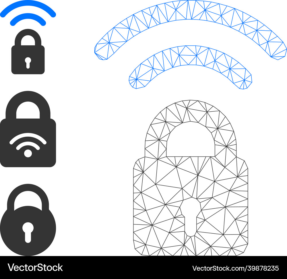 Web network wi-fi lock icon and other icons Vector Image