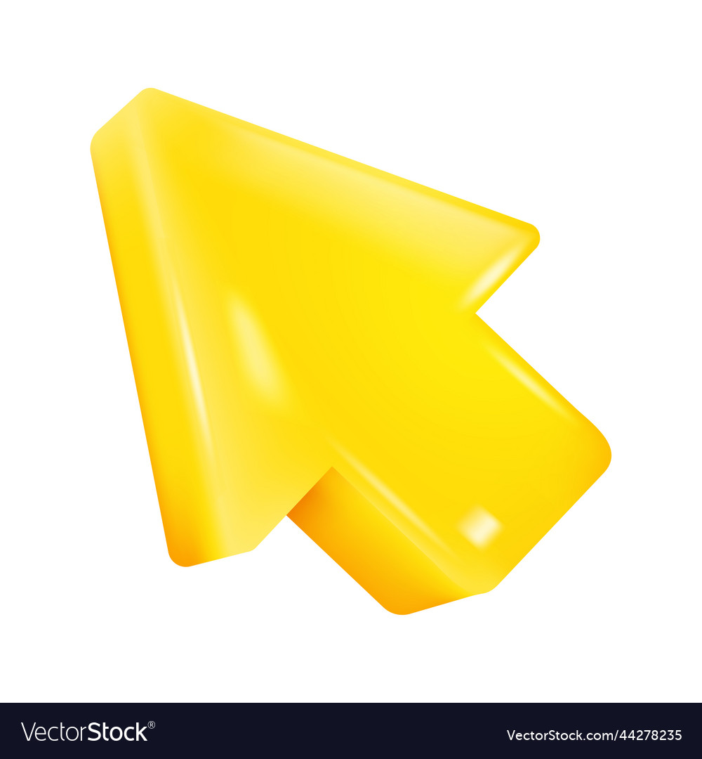 Yellow cursor pointer arrow isolated on white Vector Image