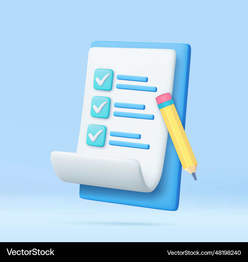 3d paper clipboard task management todo check list