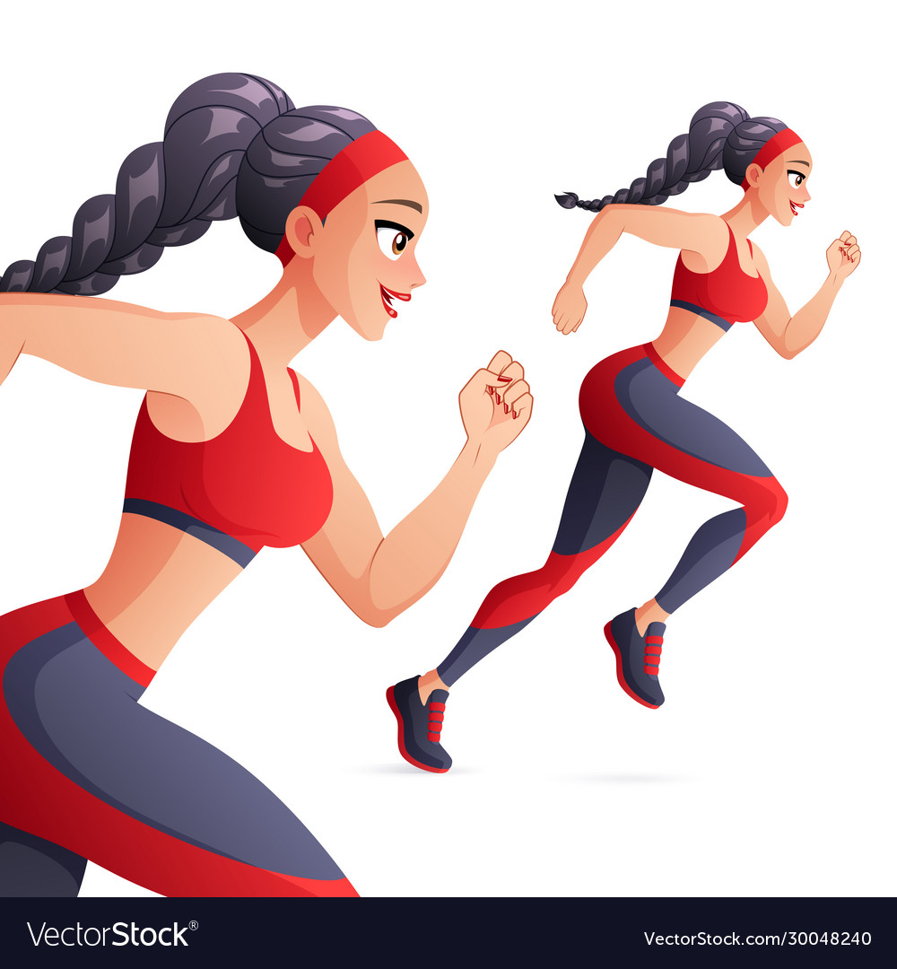 Athletic woman running a marathon Royalty Free Vector Image