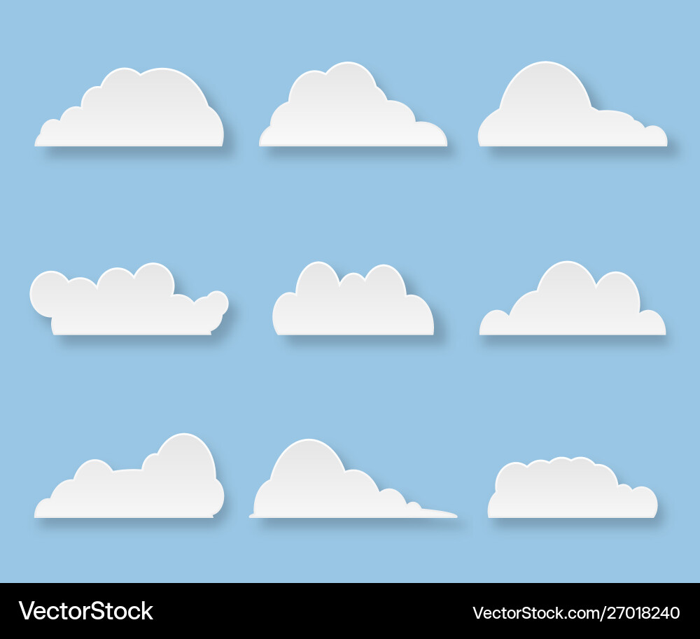 Cartoon messages in form clouds on blue Royalty Free Vector