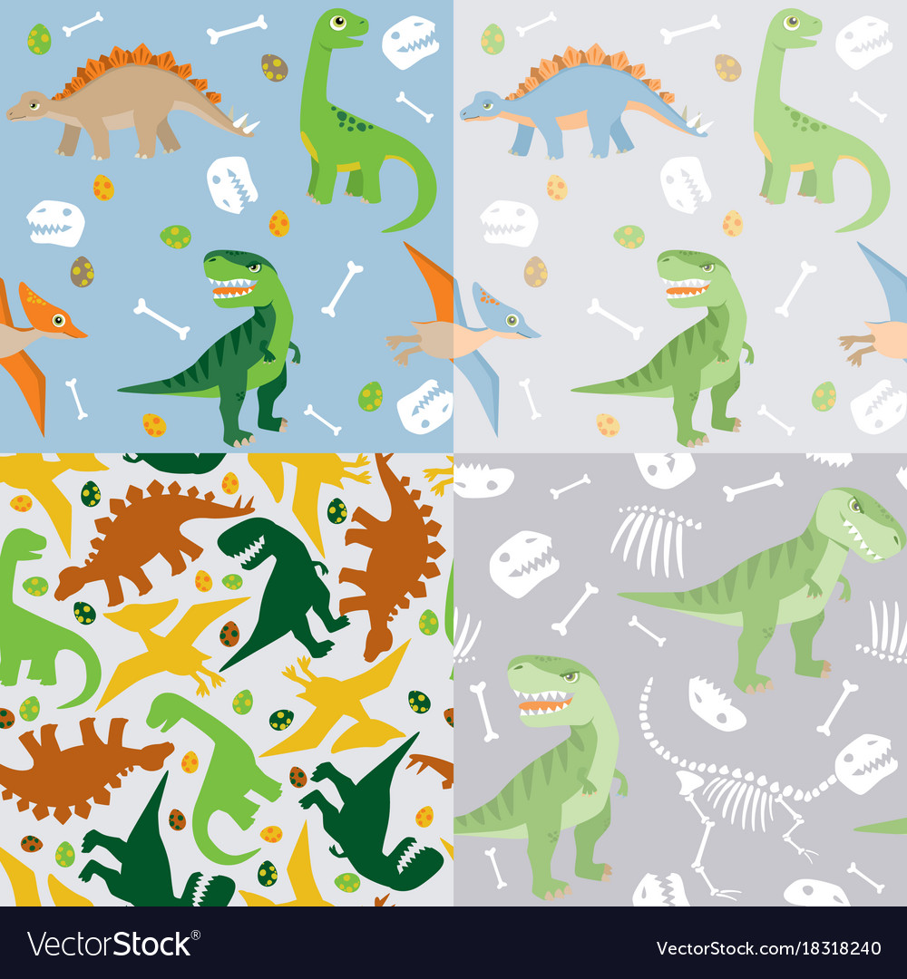 Dinosaur seamless pattern set Royalty Free Vector Image