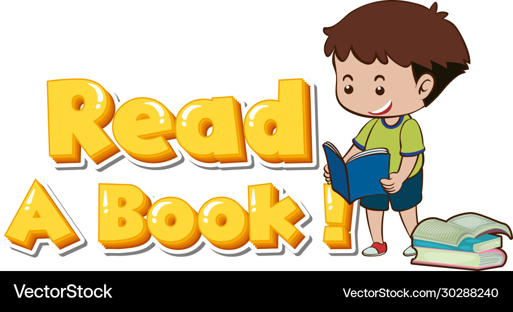 Font design for word read a book with boy reading Vector Image