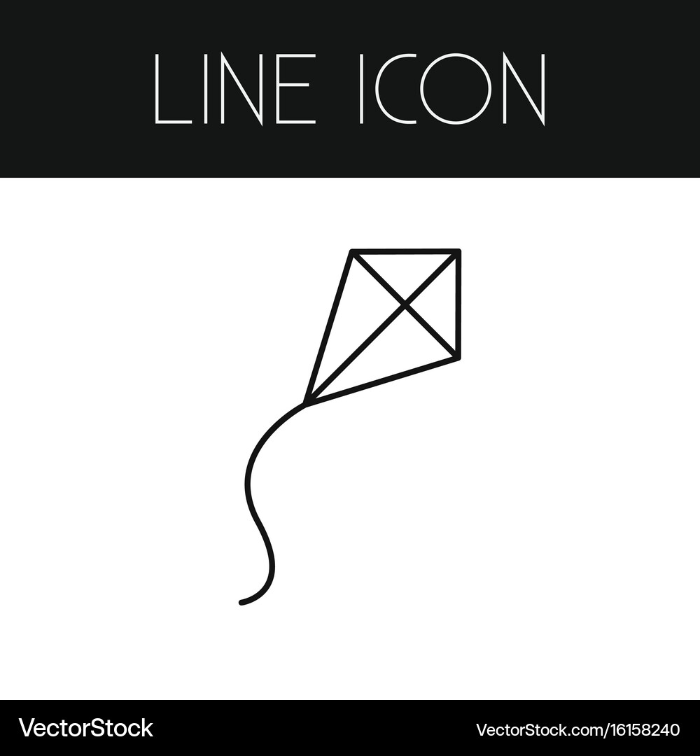 Isolated kite outline flying toy element Vector Image