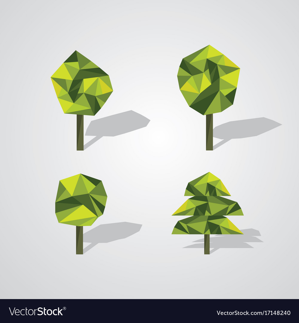 Low poly trees set Royalty Free Vector Image - VectorStock
