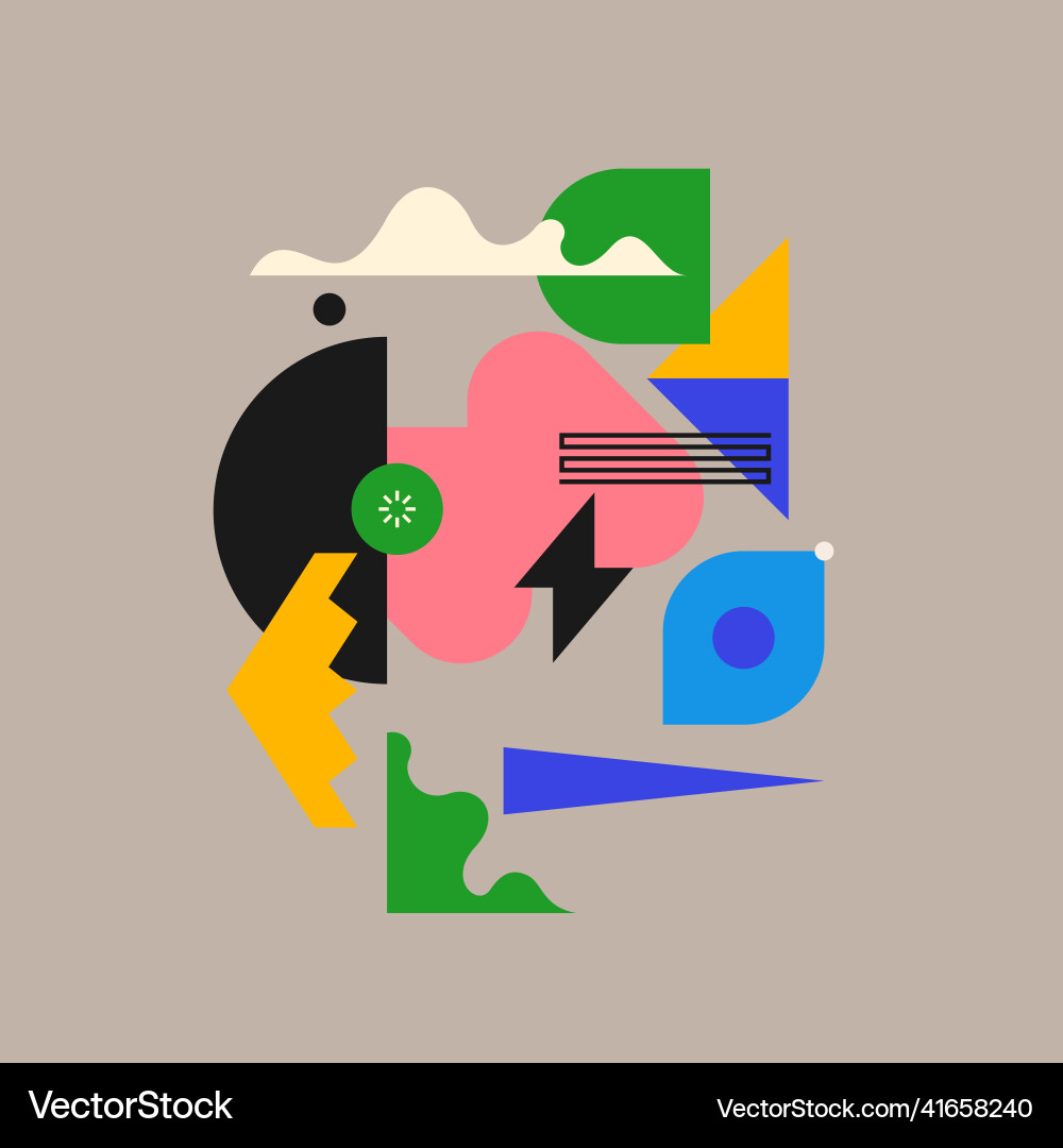 Modern geometric composition of various shapes Vector Image