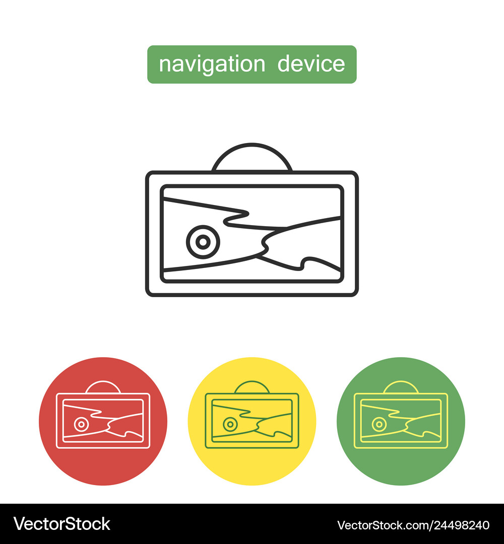 Navigation device outline icons set Royalty Free Vector