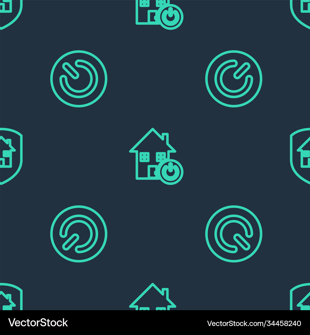 Set line smart home power button and house under Vector Image