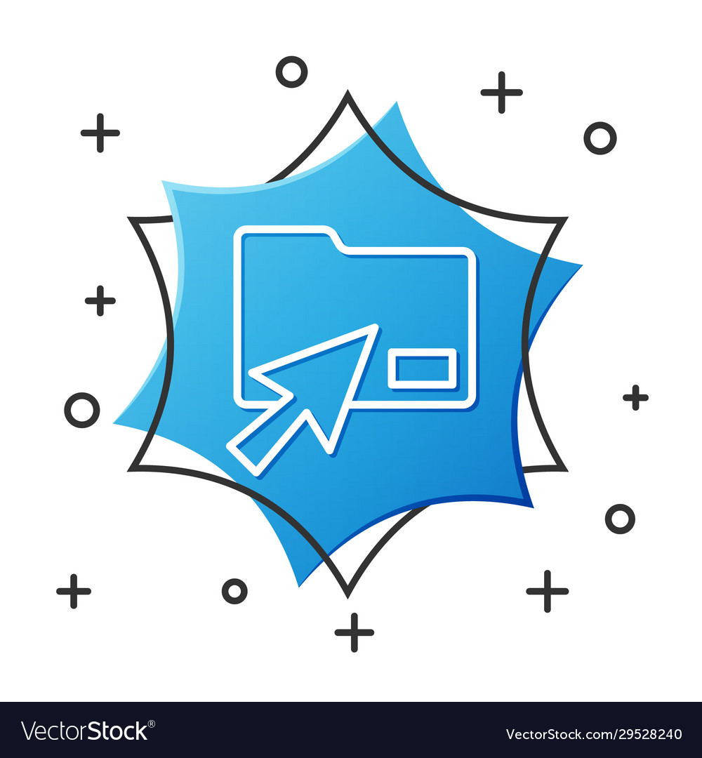 White Line Cursor Click Document Folder Icon Vector Image
