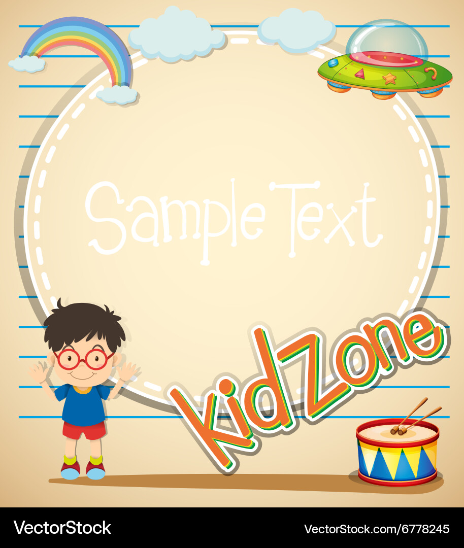 Border design with boy and toys Royalty Free Vector Image