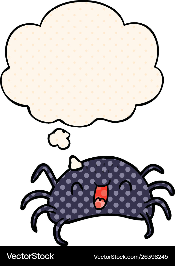 Cartoon spider and thought bubble in comic book Vector Image
