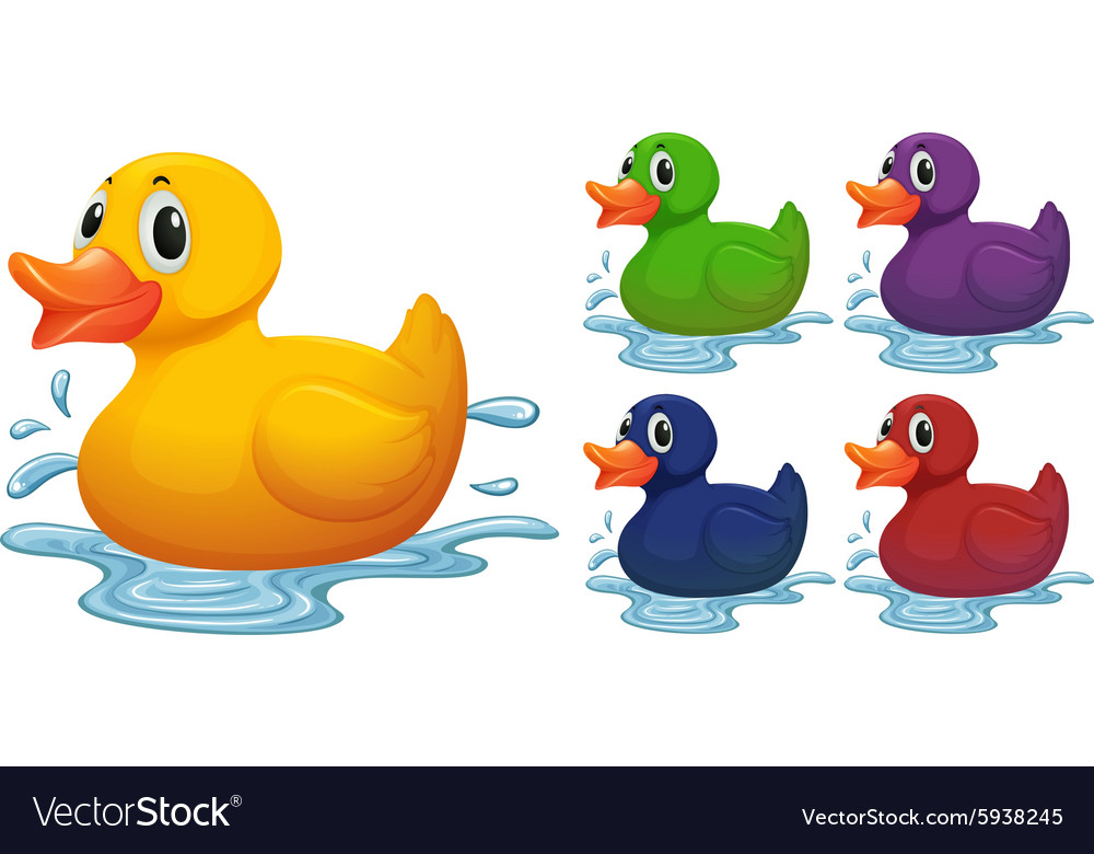 Duck toy in different color Royalty Free Vector Image