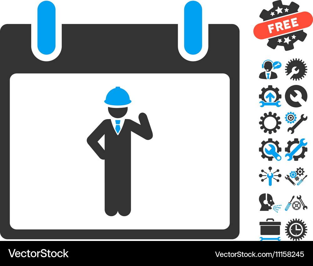 Engineer calendar day icon with bonus Royalty Free Vector