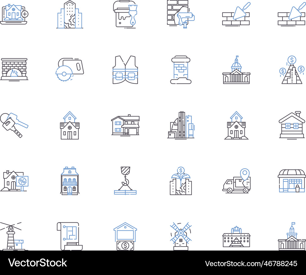 House and abode line icons collection home Vector Image