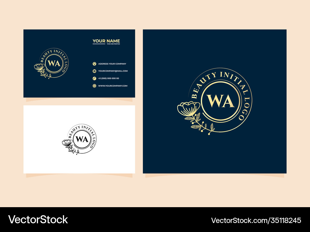 Initial wawa letters hand drawn feminine Vector Image