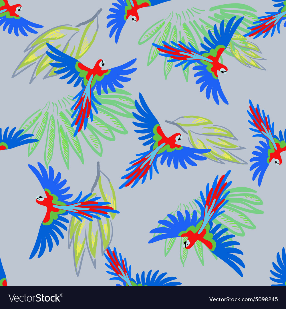 Macaw parrot seamless pattern Royalty Free Vector Image