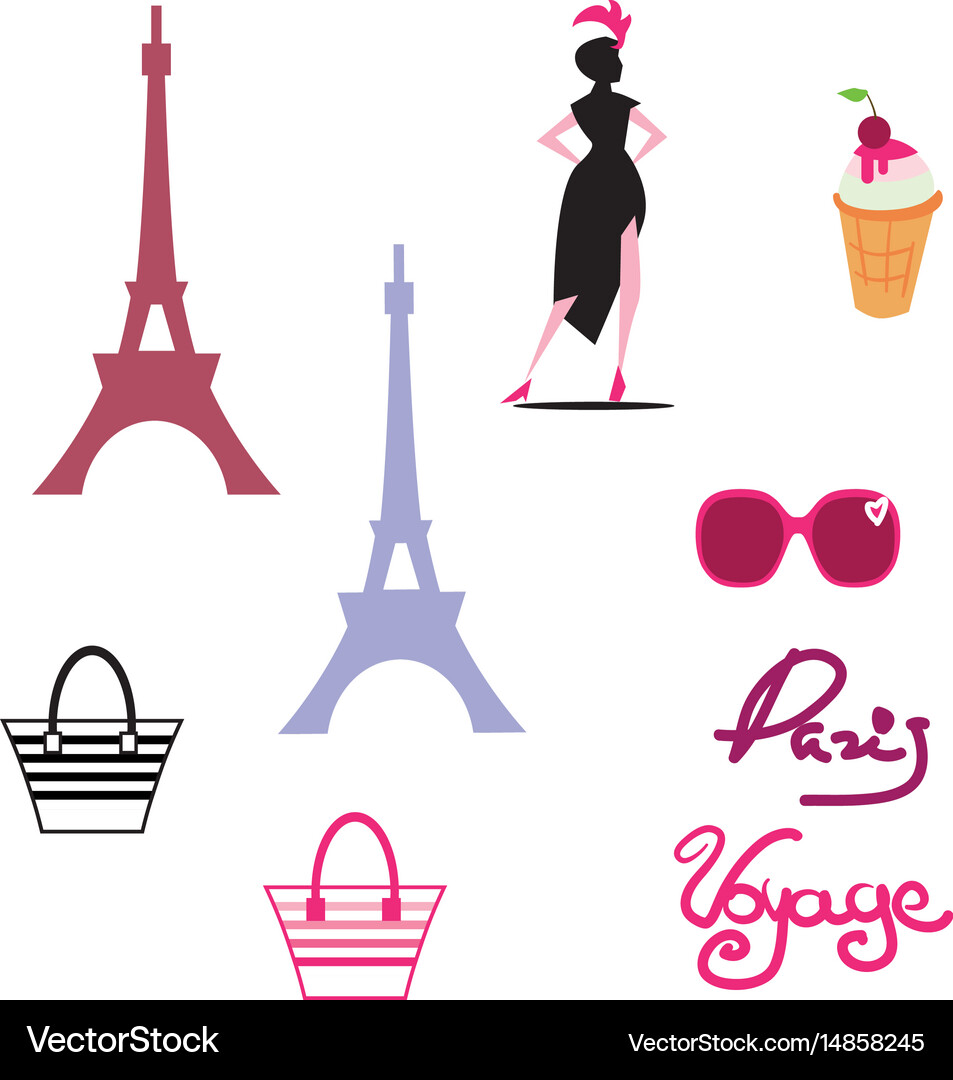 Paris isolated icon set on paris theme with well Vector Image