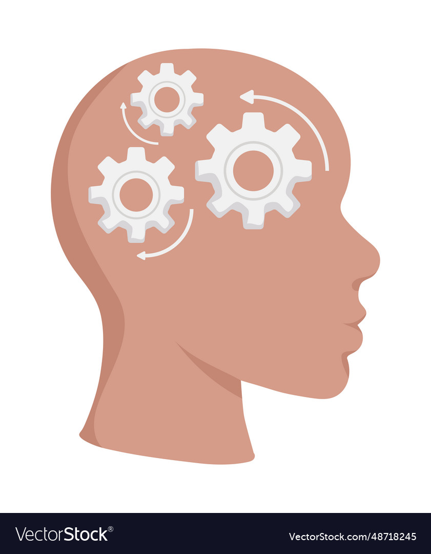 Profile brain development Royalty Free Vector Image