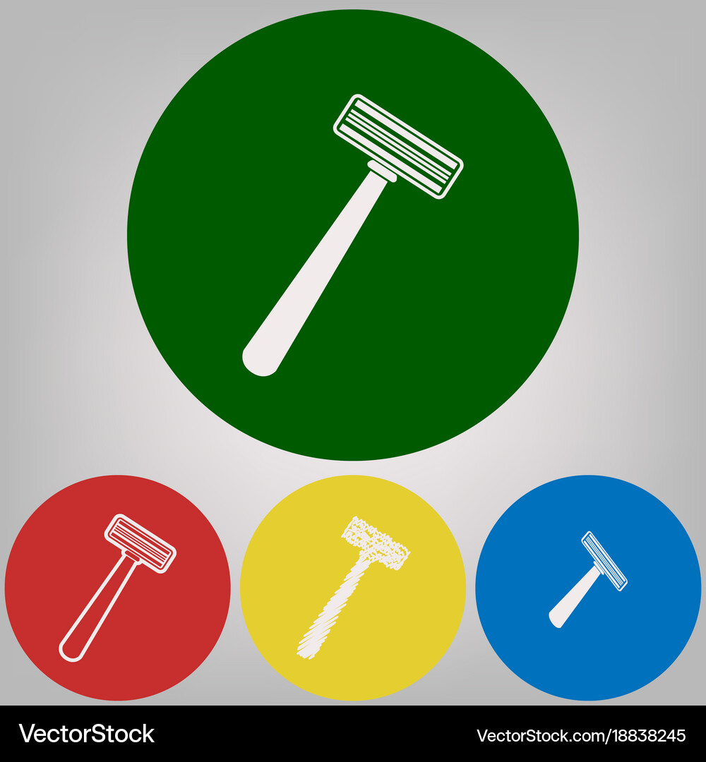 Safety razor sign 4 white styles icon Royalty Free Vector