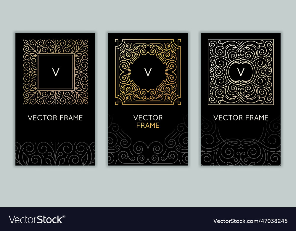 Set of design elements labels and frames Vector Image
