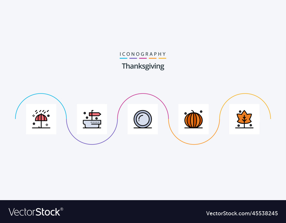 Thanks giving line filled flat 5 icon pack Vector Image