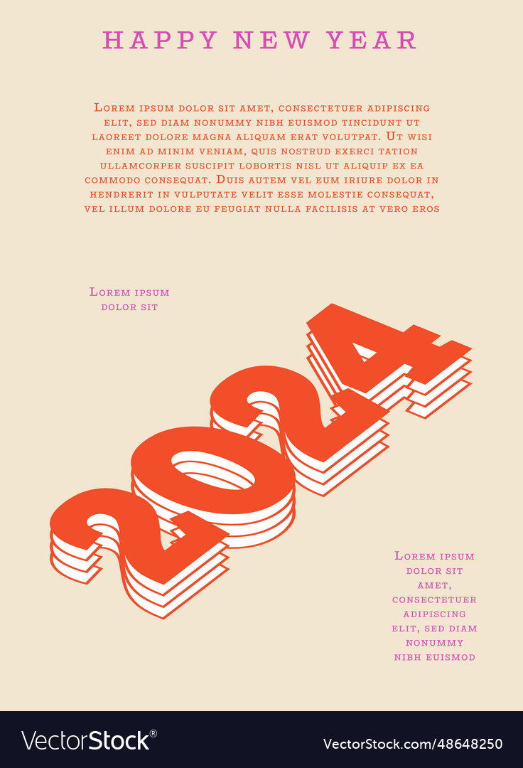 2024 happy new year template with colorful letter Vector Image