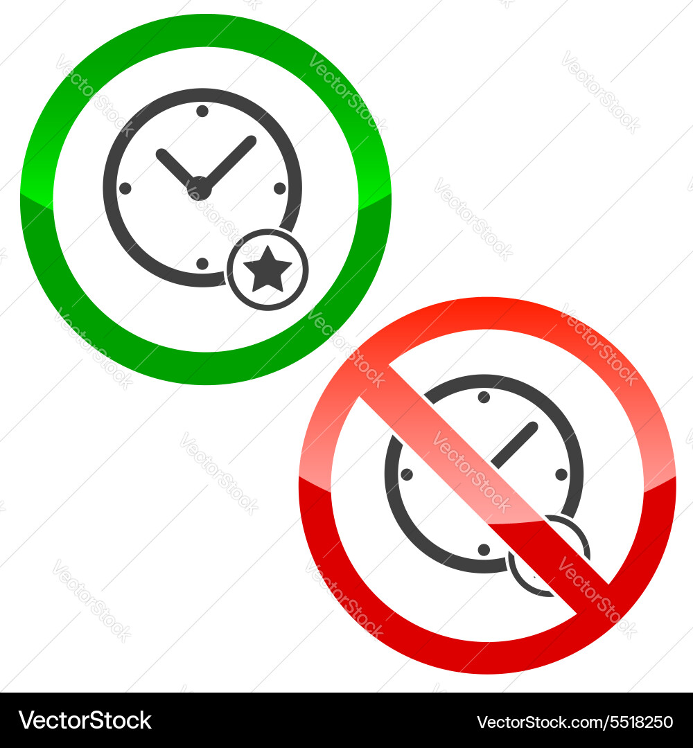 Best time permission signs set Royalty Free Vector Image