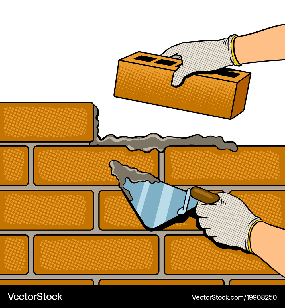 Constructing A Brick Building Clip Art