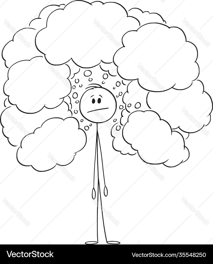Cartoon thinking man or businessman with empty Vector Image