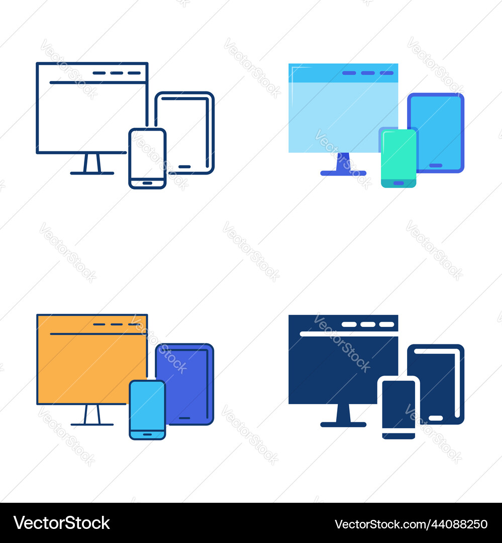 Digital devices icon set in flat and line style Vector Image