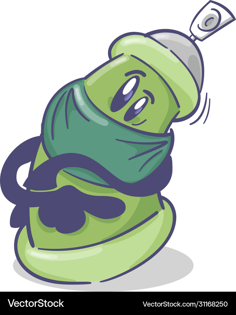 Graffiti spray cartoon character on white Vector Image