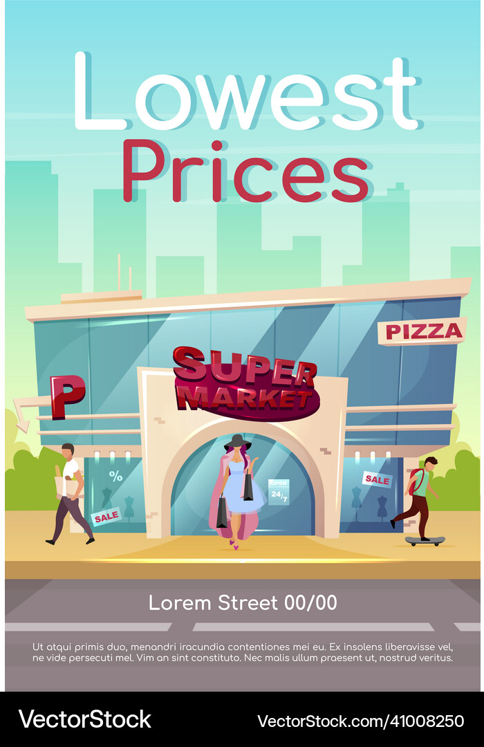 Lowest prices poster flat template mall discount Vector Image