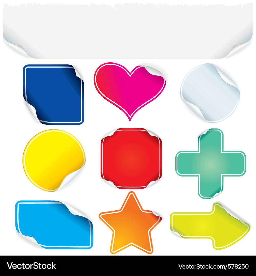 Paper stickers isolated on white Royalty Free Vector Image