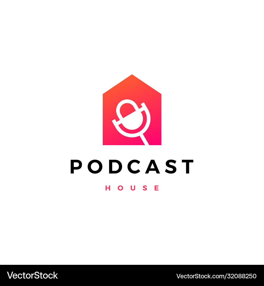 Podcast house logo icon Royalty Free Vector Image