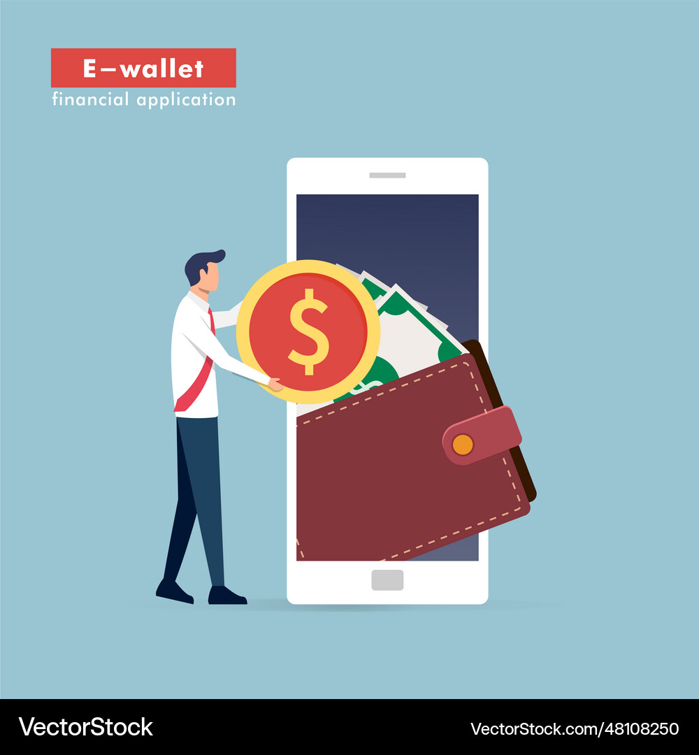 Smartphone screen with wallet and money on screen Vector Image