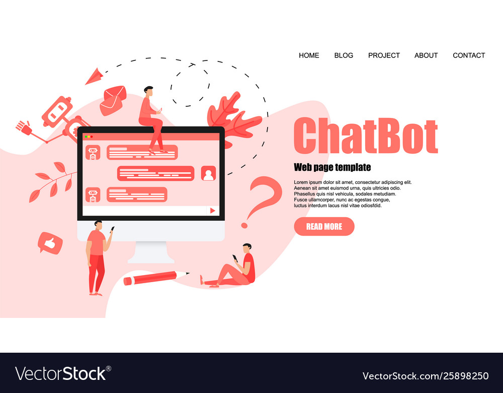 Webpage template chatbot business concept Vector Image